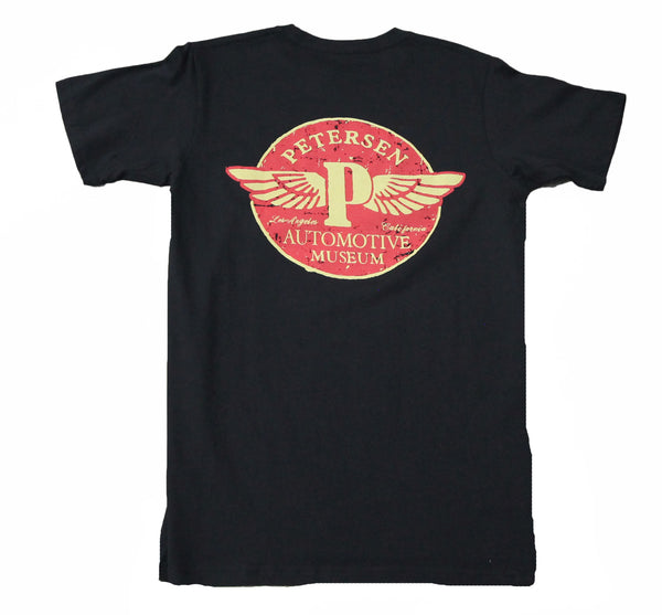 Petersen Tee - Flying "P" in Black – Petersen Automotive Museum Store