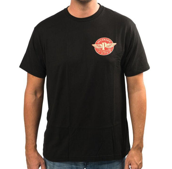 Petersen Tee - Flying "P" in Black – Petersen Automotive Museum Store